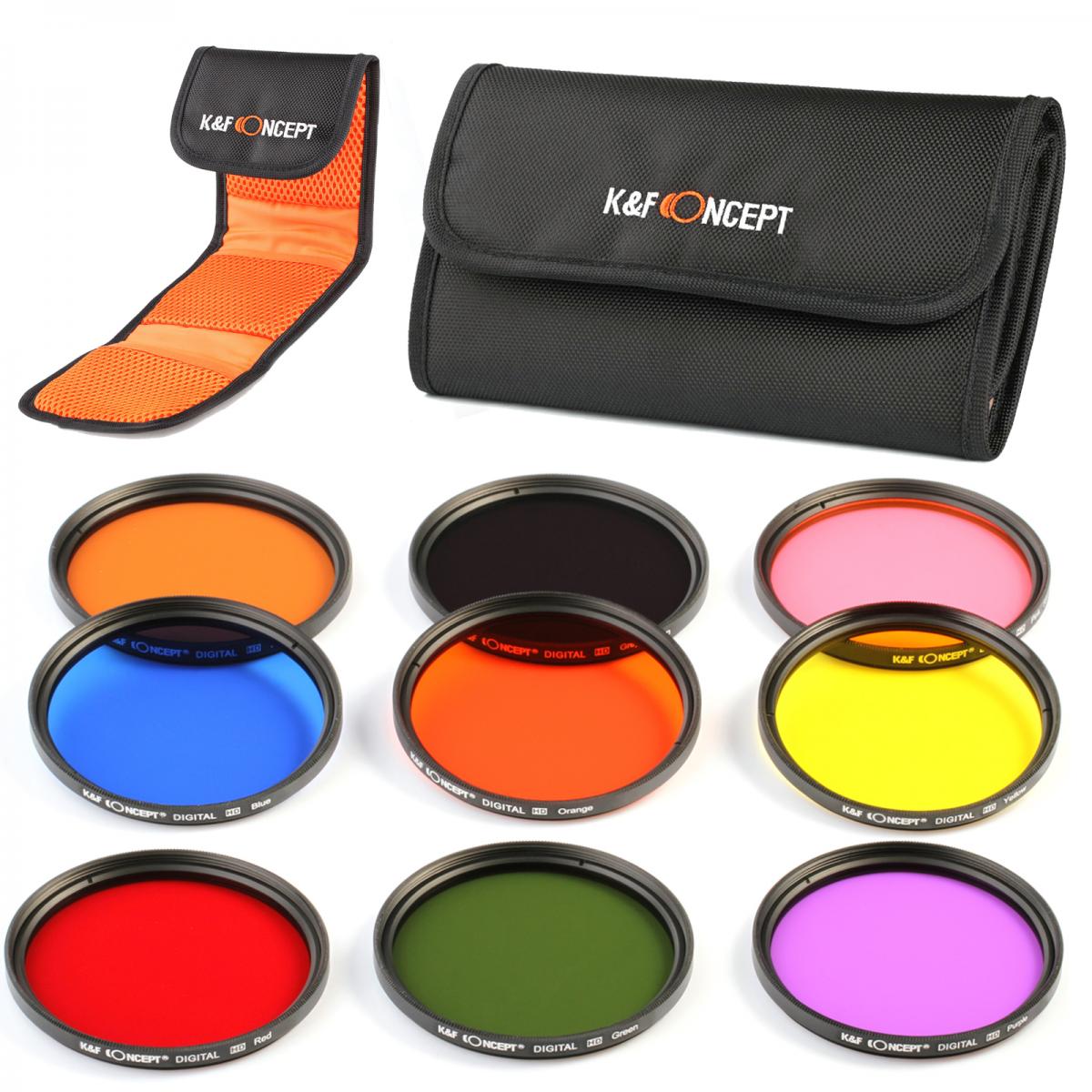 58mm Color Filter Set (Orange, Blue, Grey, Red, Green, Brown, Yellow ...